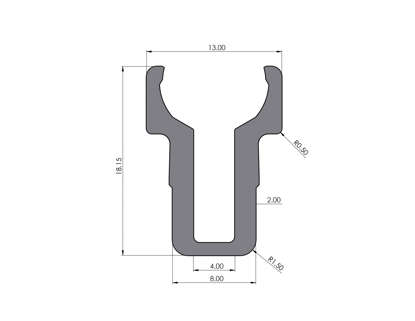 myaluprofil - Shaft clamping profile D10 Groove 8 I-Type